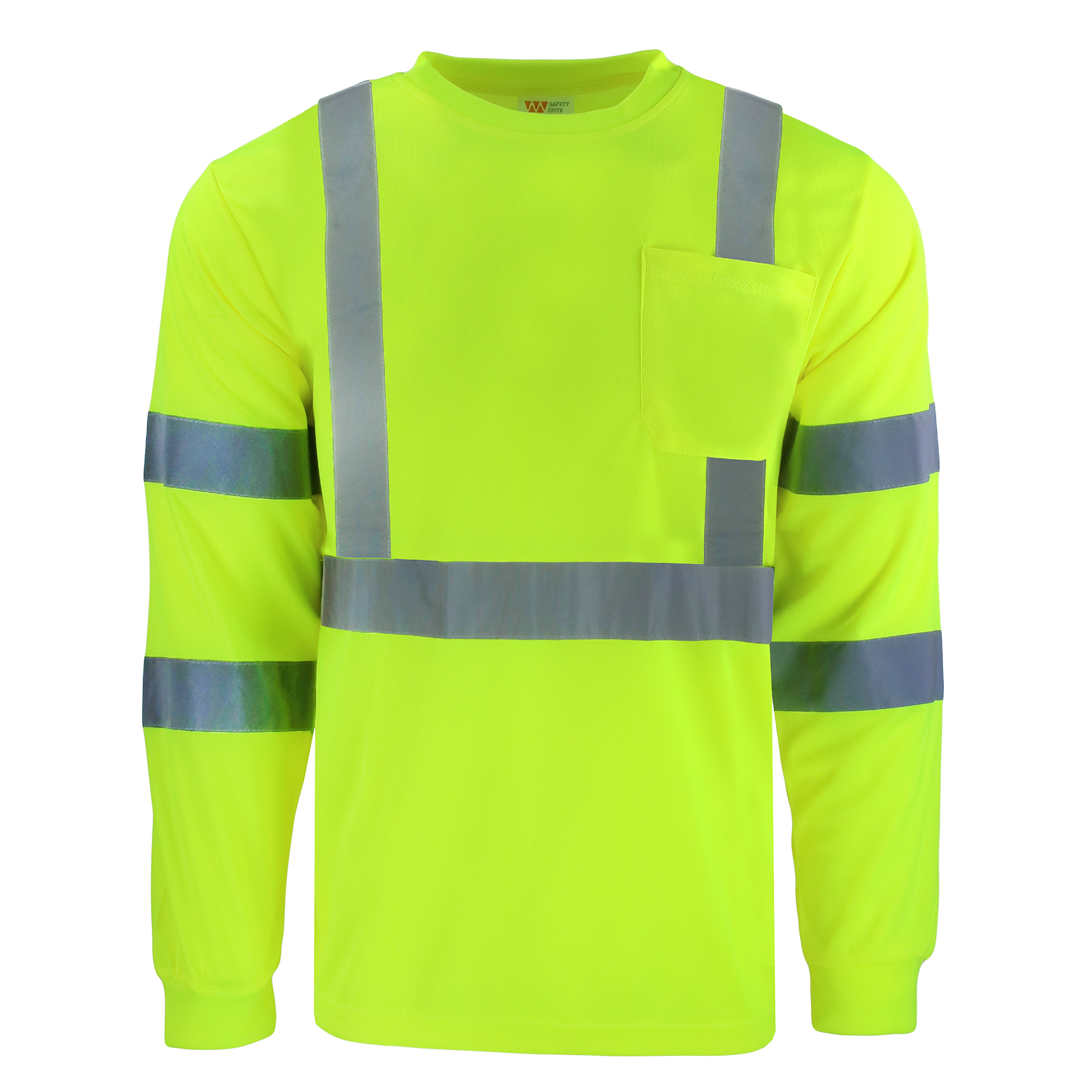 Safety Brite SB-C3LS Class 3 Long Sleeve HI VIS T-Shirt