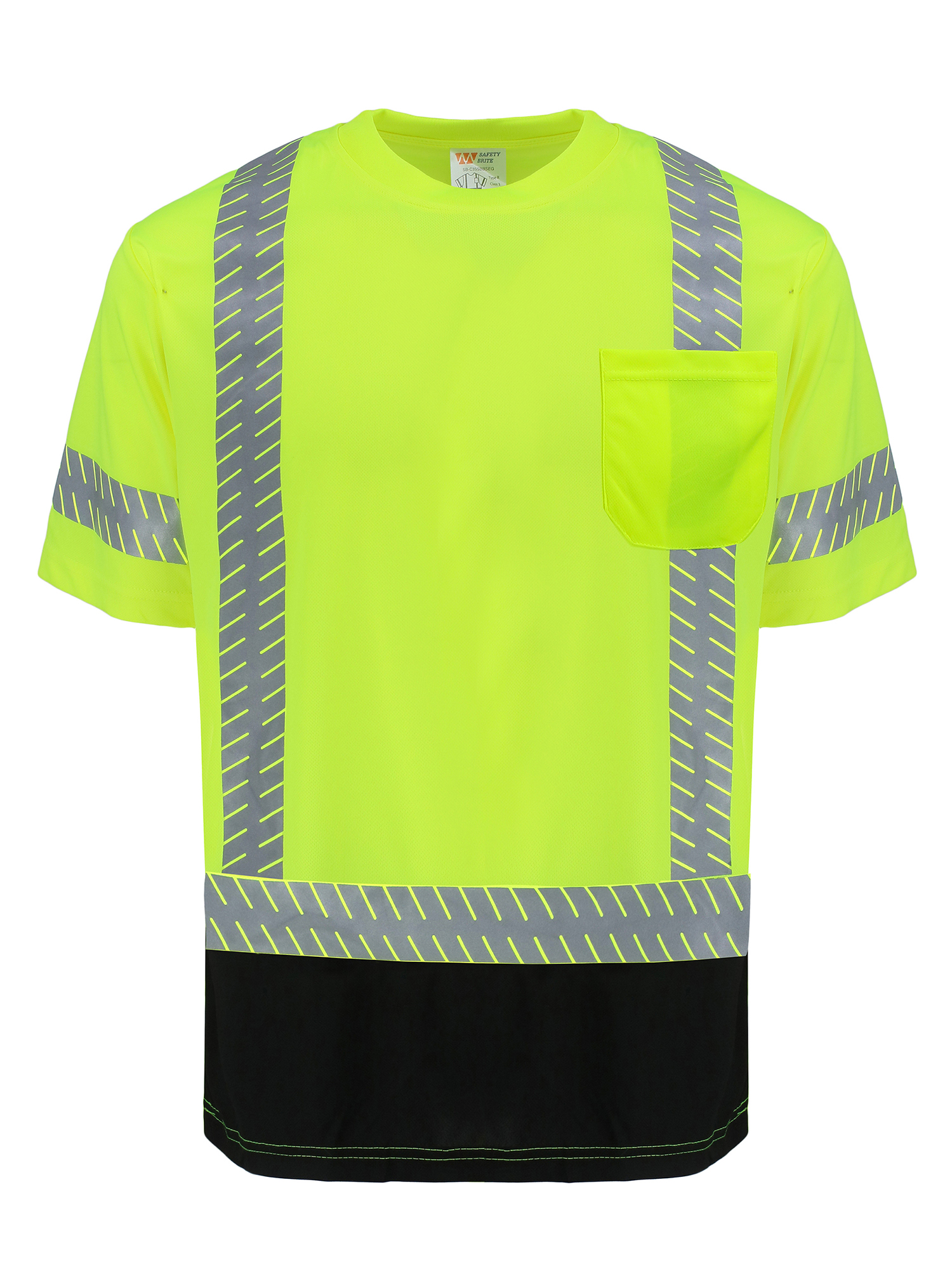 Safety Brite SB-C3SSBBSEG Class 3 Short Sleeve HI VIS Black Bottom ...